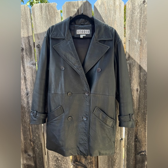 Studio | Jackets & Coats | Vintage Studio Doublebreasted Black Leather ...